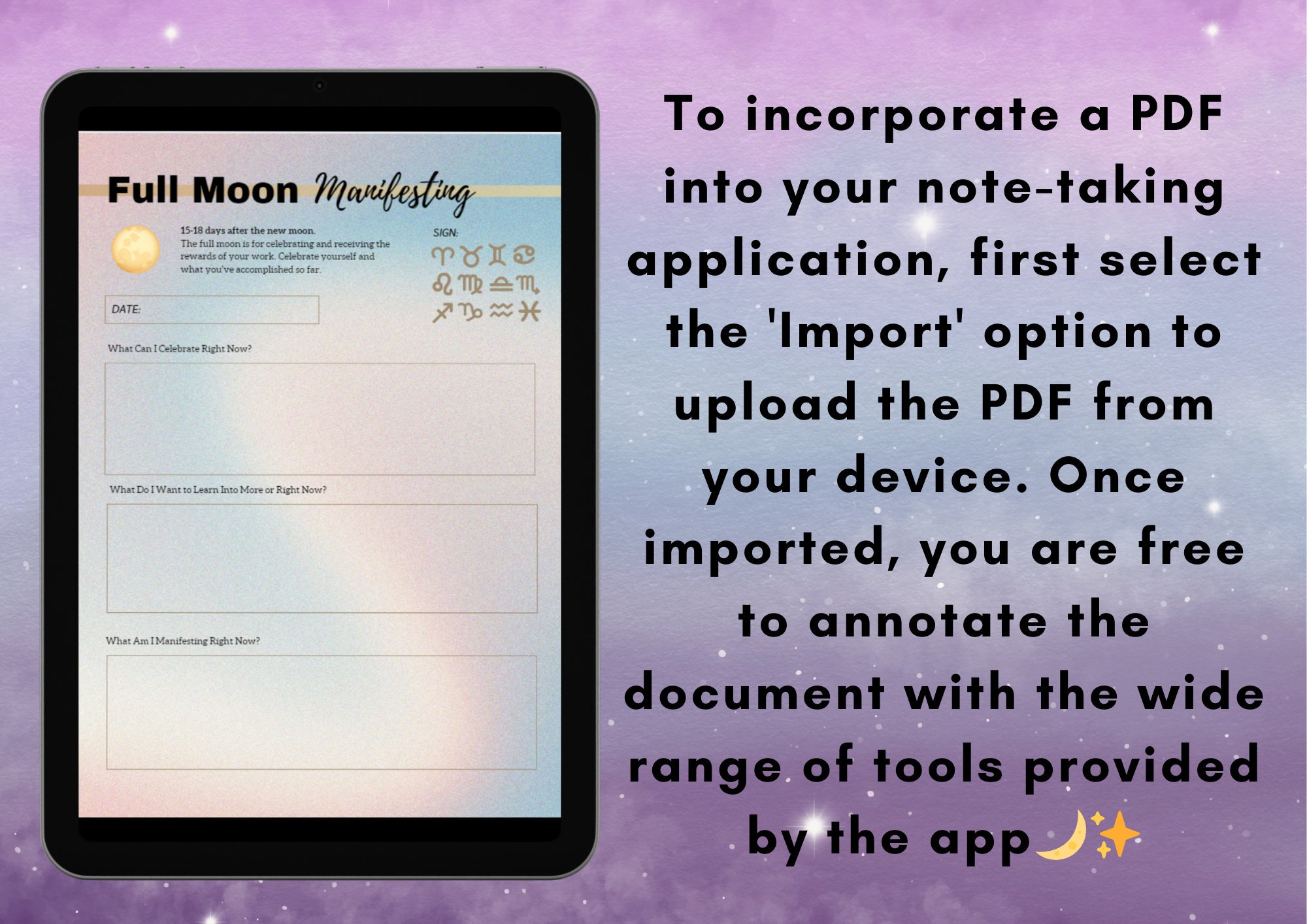 Printable Moon Planner Moon Journal Lunar Phases Celestial Planner ...