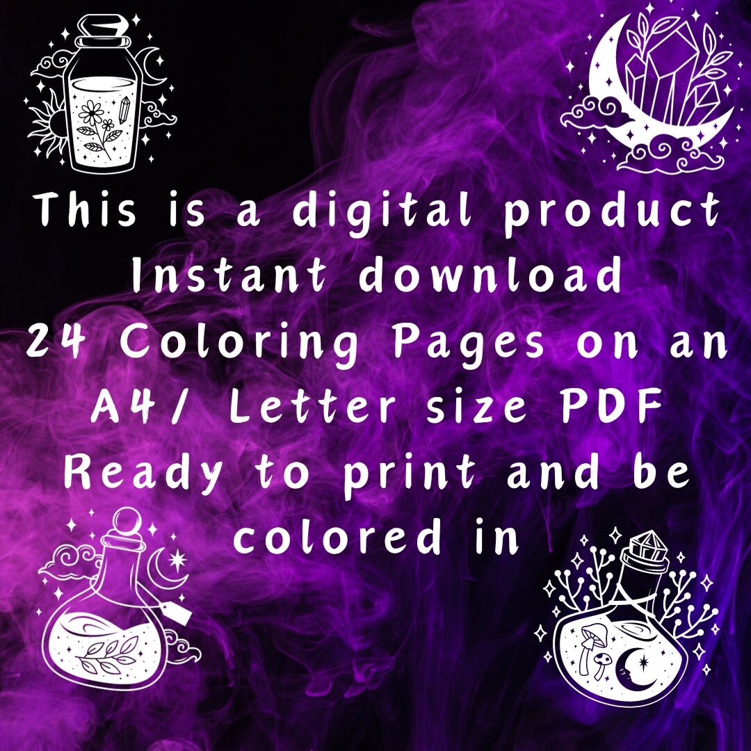 Mystical Potion Printable Coloring Pages 24 Alchemy Coloring - Etsy