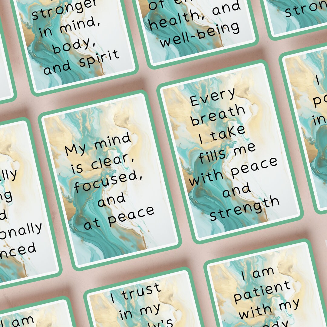 Positive Affirmations Cards for Health & Well-being 32 Printable Cards ...