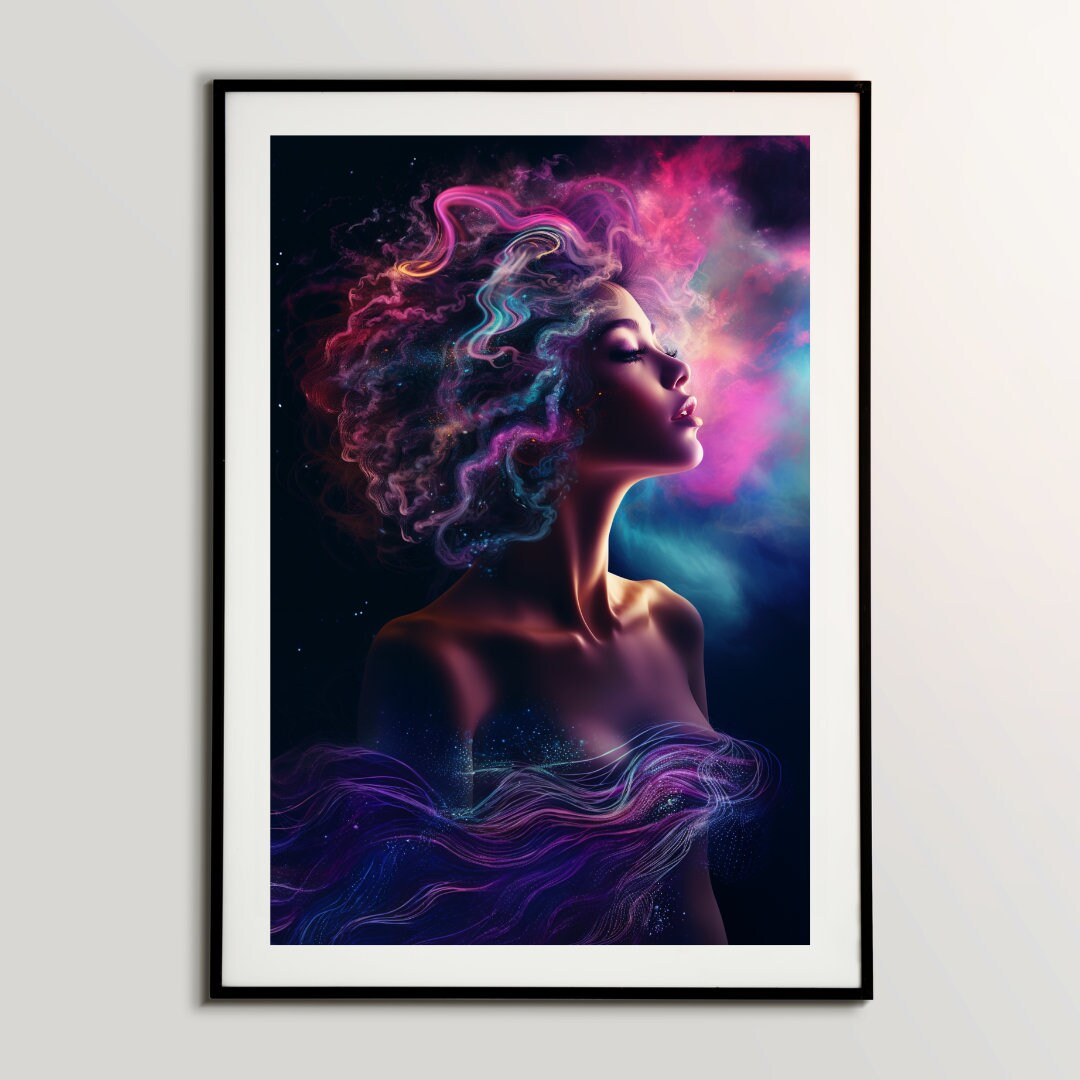 Celestial Woman Printable Wall Art | Galaxy Goddess | Cosmic Art ...