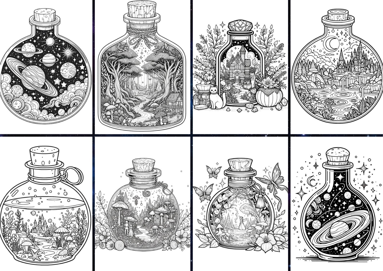 Mystical Potion Printable Coloring Pages | 28 Pages | Mystical Worlds ...