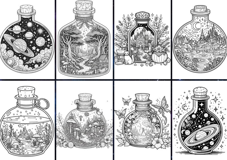 Mystical Potion Printable Coloring Pages | 28 Pages | Mystical Worlds ...
