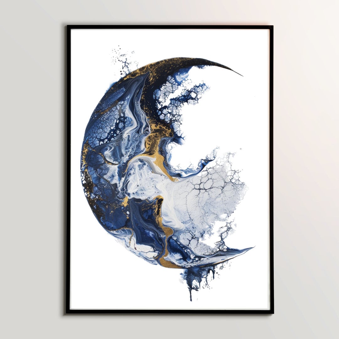 Oceanic Moon Printable Wall Art Fluid Art Celestial Digital Print ...