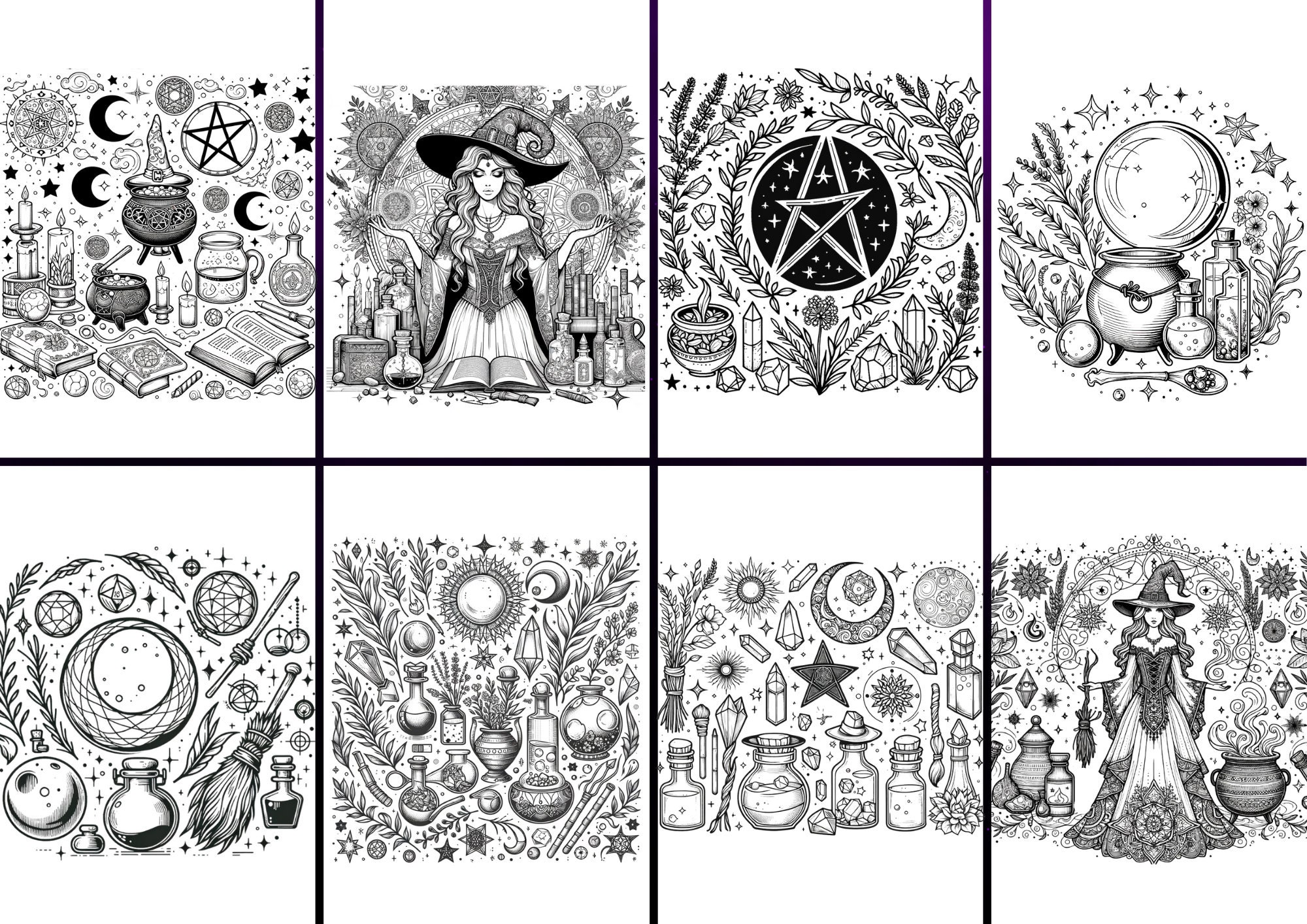 Witchy Printable Coloring Pages | 25 Magical Designs | Witch | Potions ...