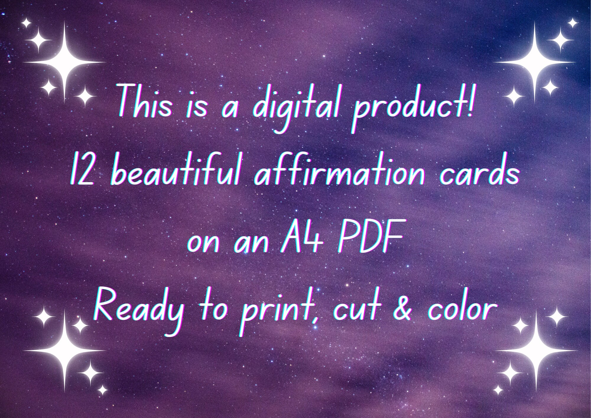 Printable Color in Affirmation Cards | 12 Cards | DIY | Coloring ...