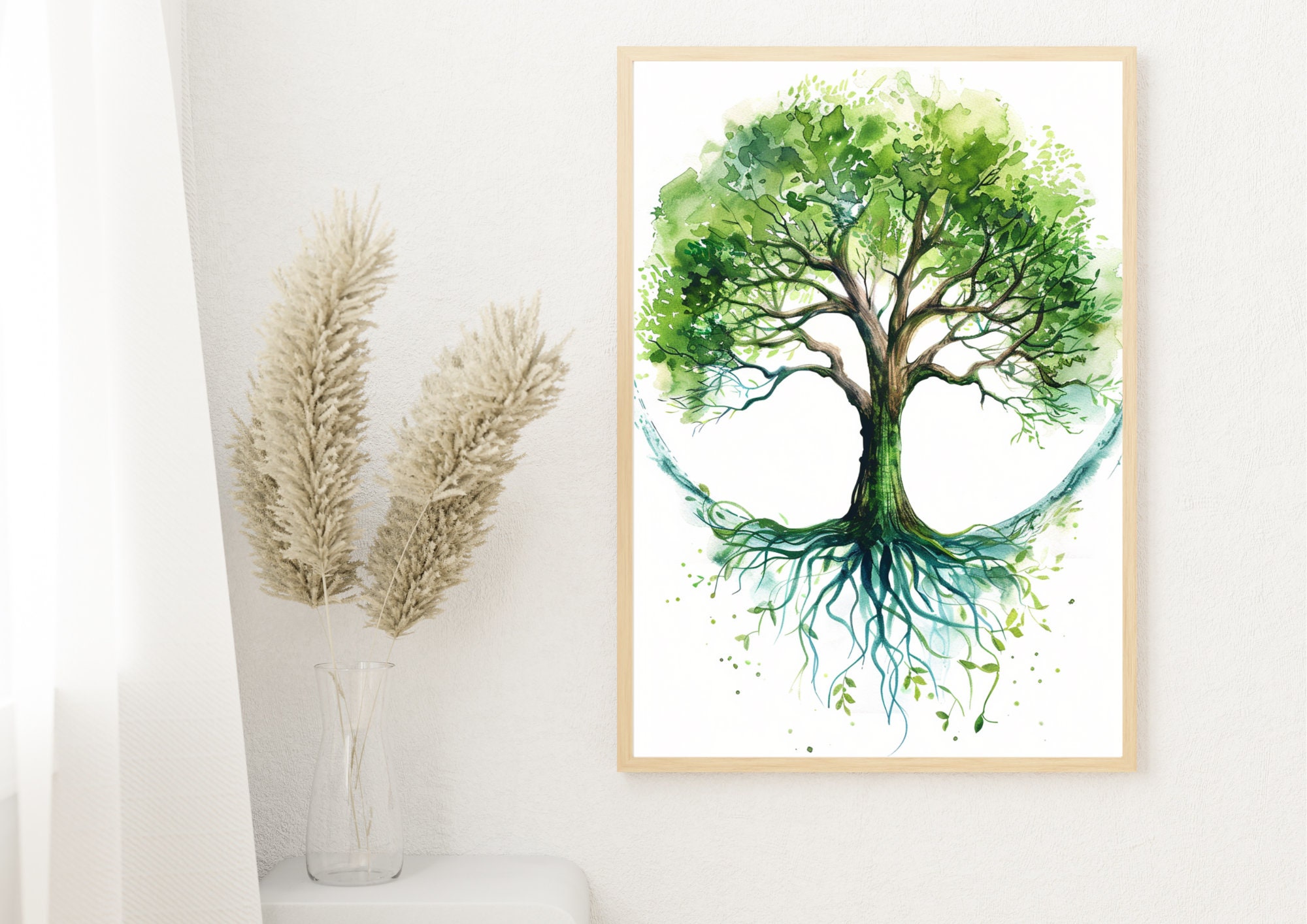 Watercolor Tree of Life Printable Wall Art | Beautiful Tree | Green ...