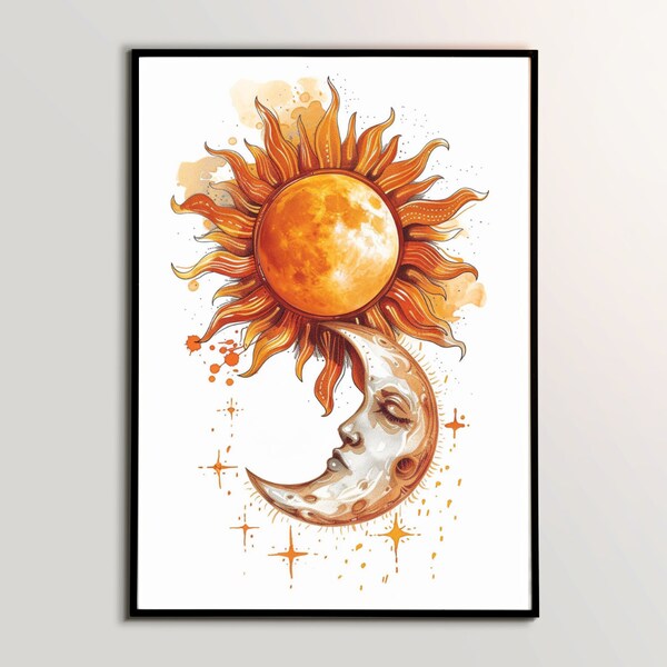 Simple Sun and Moon Art - Etsy