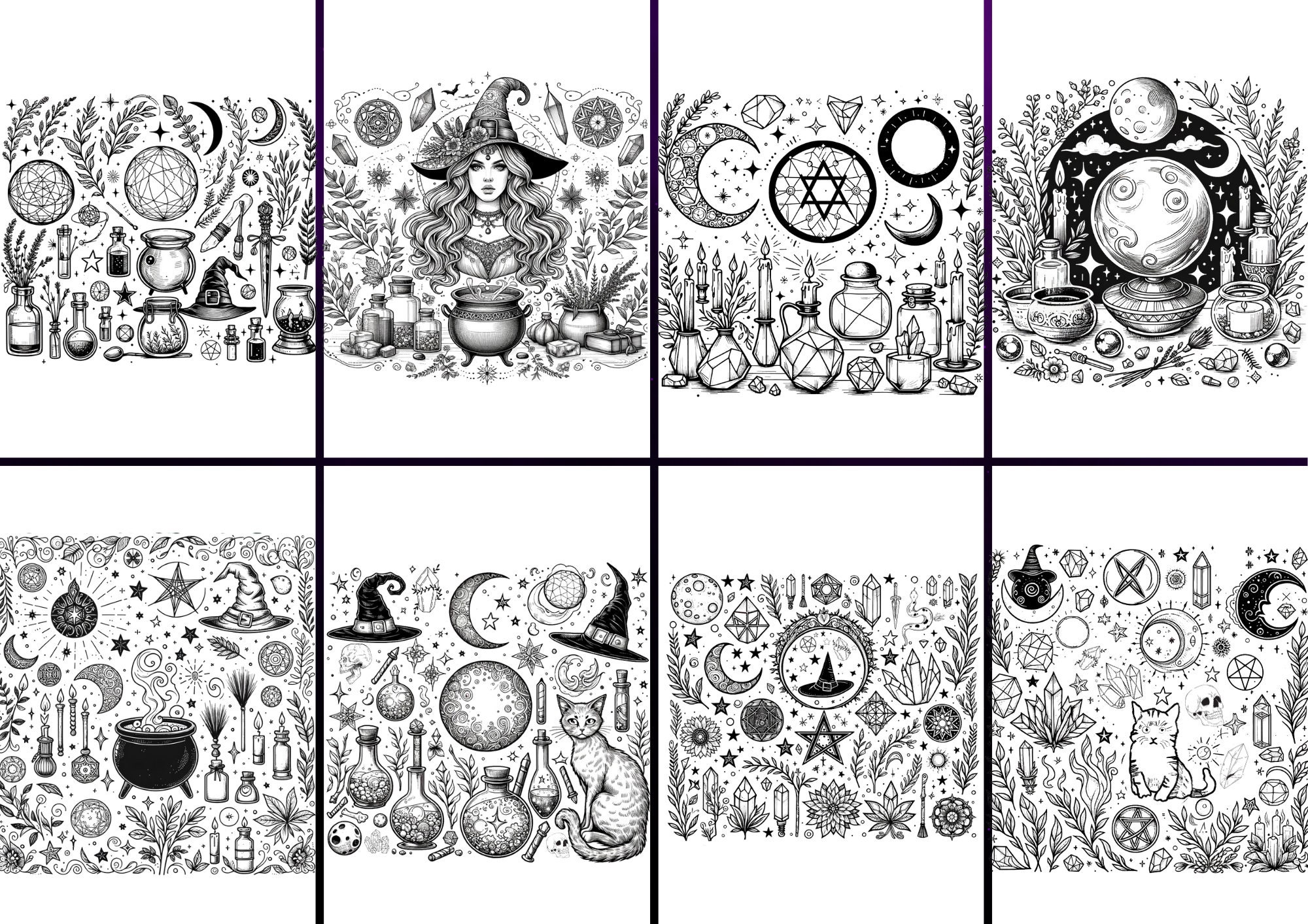 Witchy Printable Coloring Pages | 25 Magical Designs | Witch | Potions ...