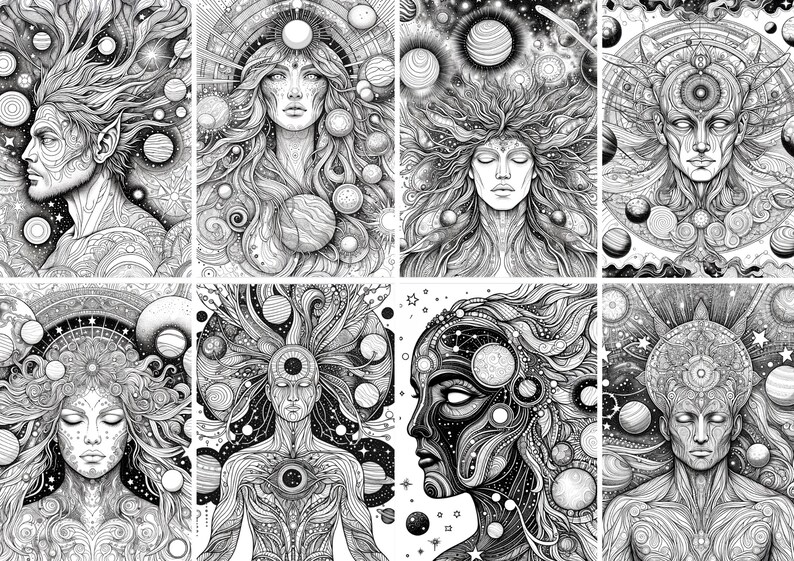 Celestial Being Printable Coloring Pages | 25 Pages | Psychedelic ...