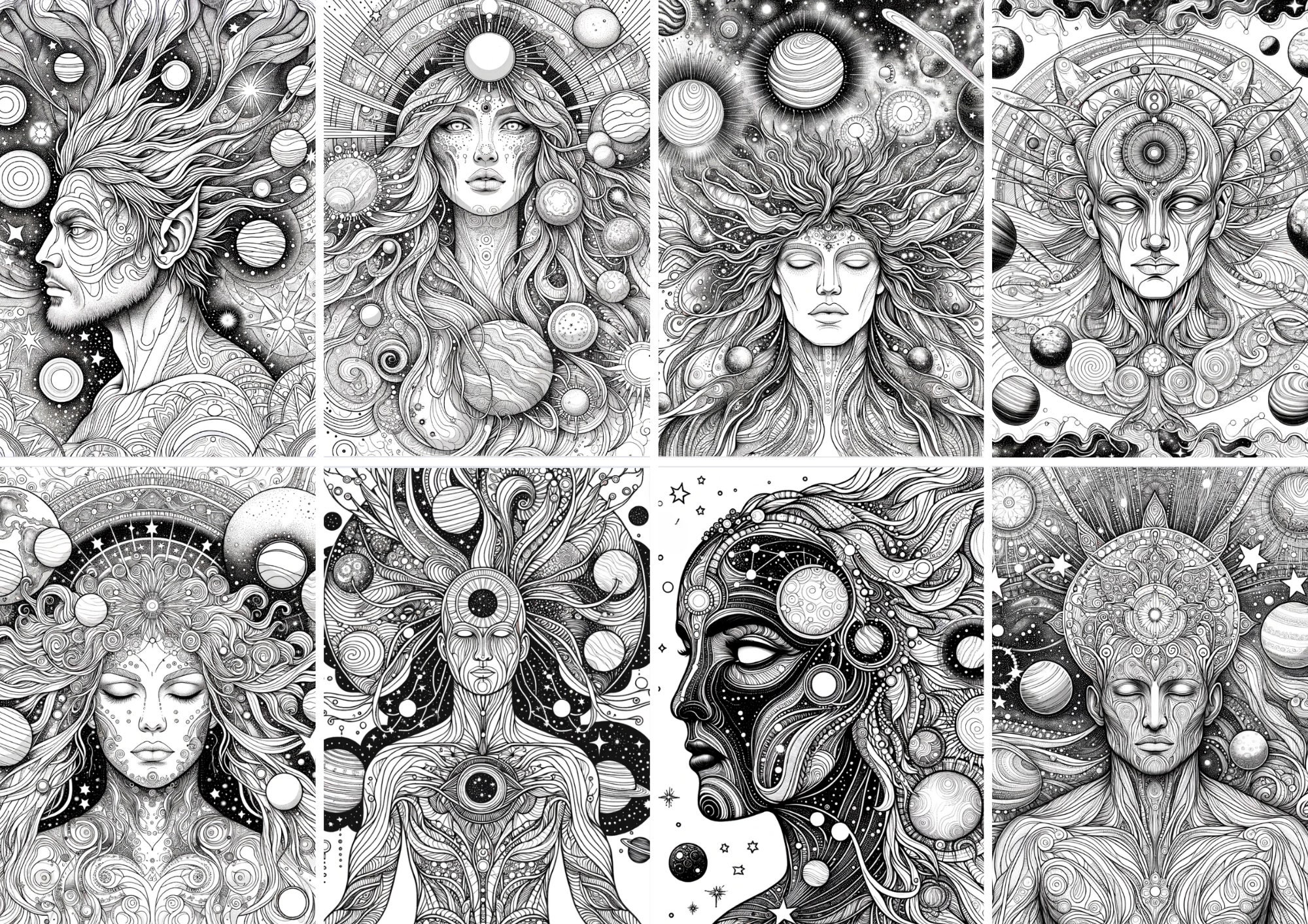 Celestial Being Printable Coloring Pages 25 Pages Psychedelic Designs ...
