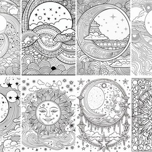 Celestial Printable Coloring Pages | 32 Majestic Sun & Moon Designs ...