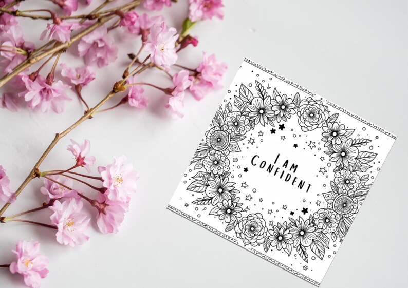 Printable Color in Affirmation Cards | 12 Cards | DIY | Coloring ...