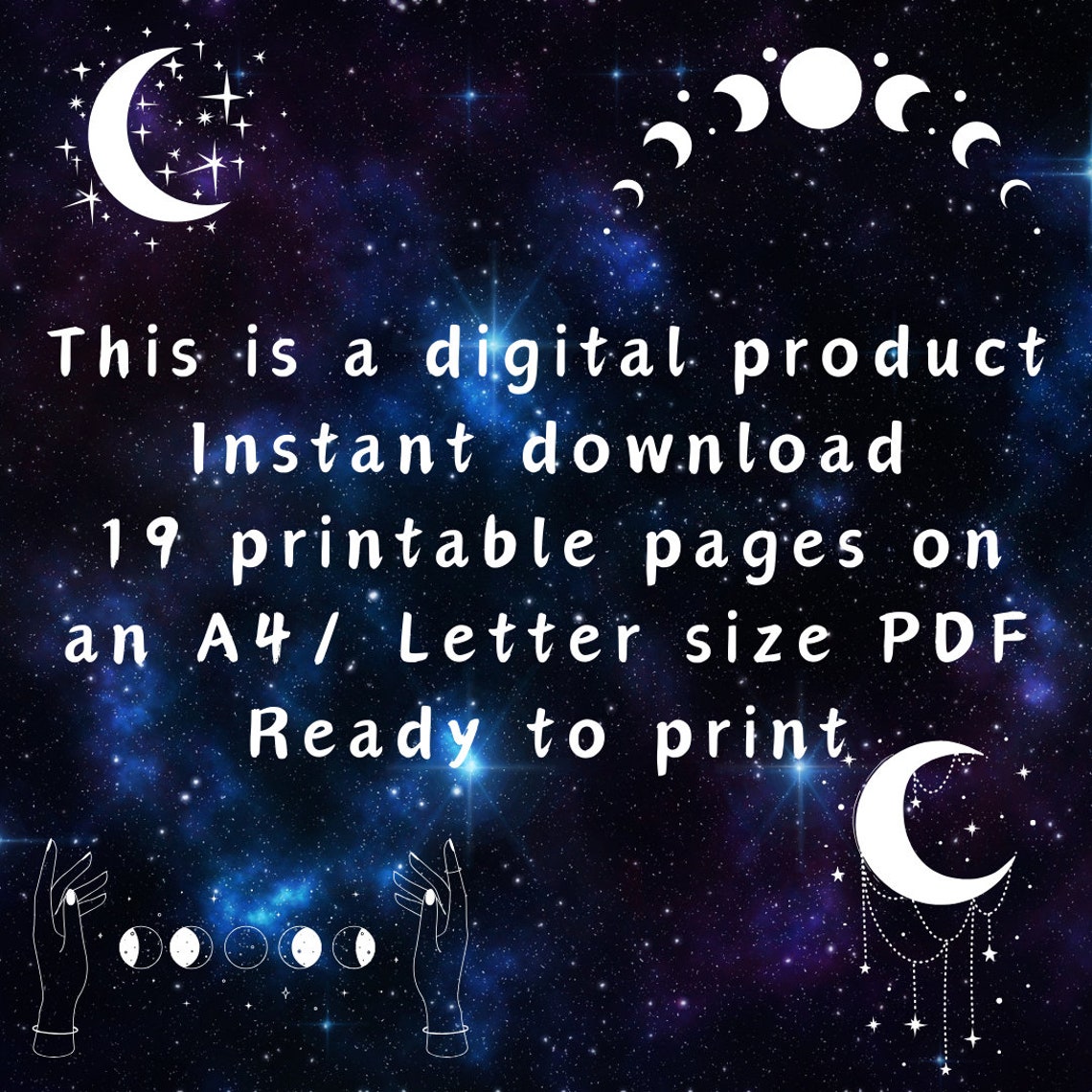 2024 Printable Moon Phase Guide Lunar Calendar Moon Cycle Tracker ...
