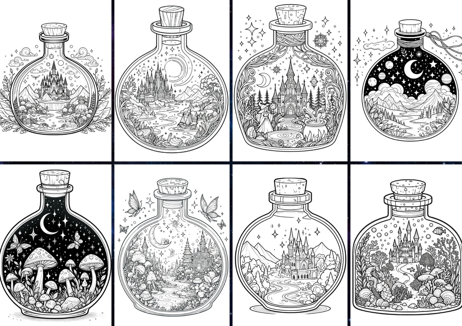 Mystical Potion Printable Coloring Pages | 28 Pages | Mystical Worlds ...