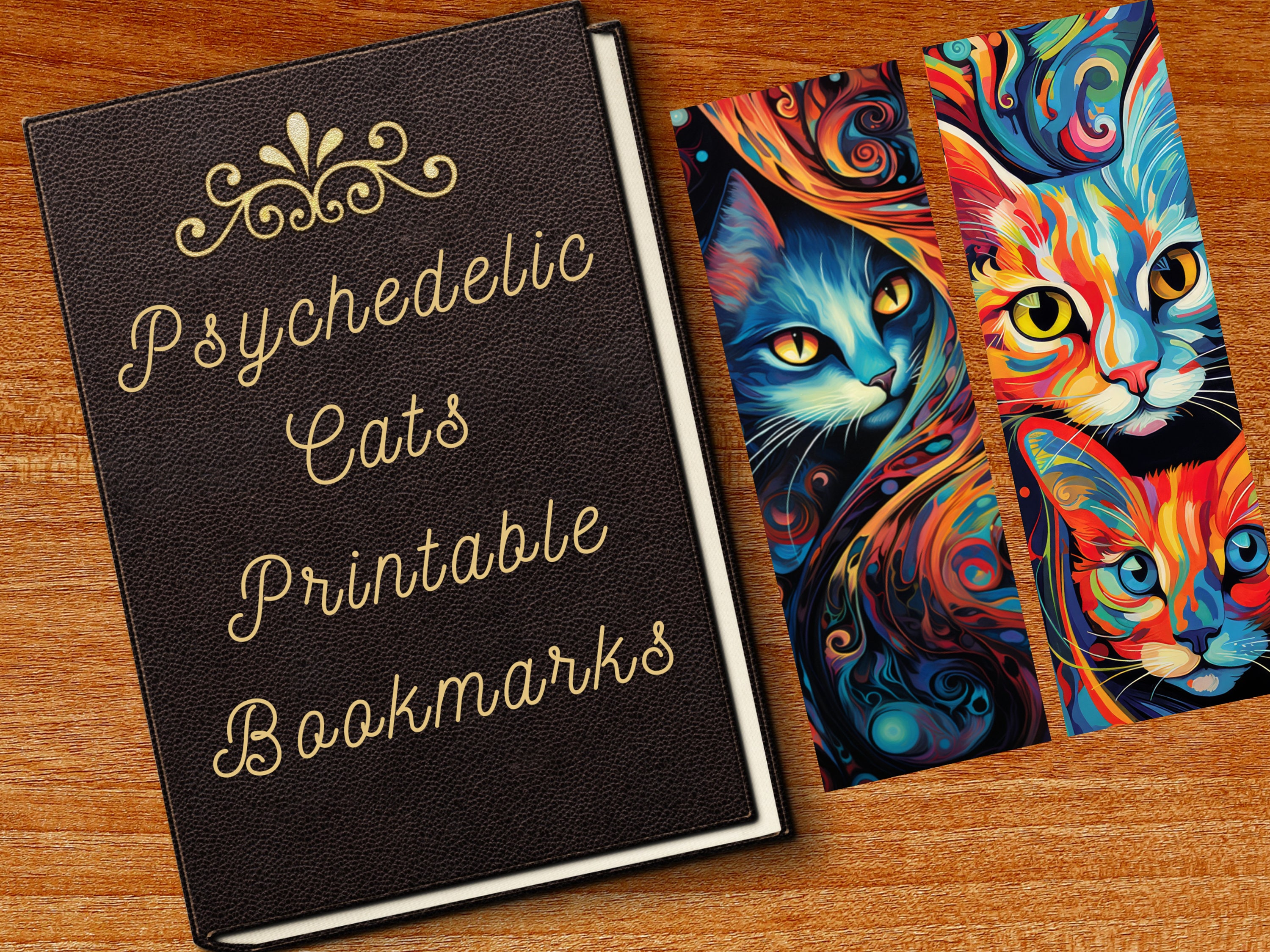 Psychedelic Cats 5 Printable Bookmarks Trippy Bookmarks - Etsy