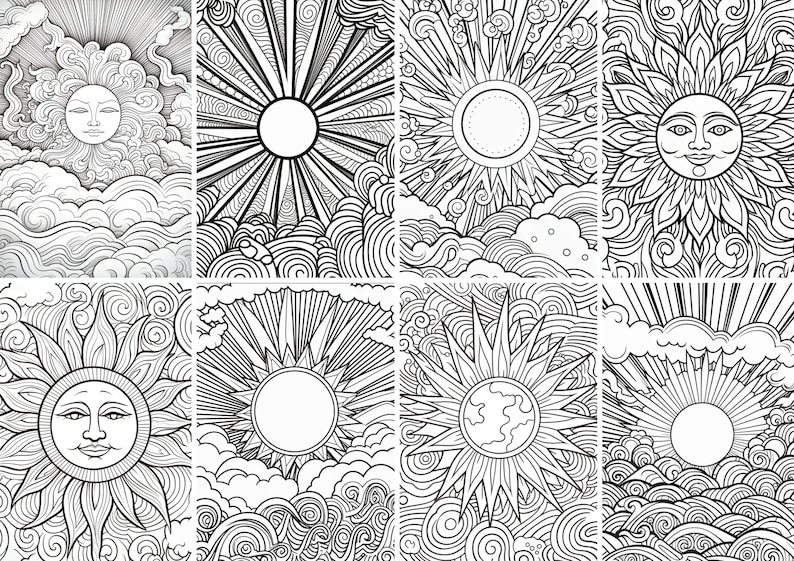 Celestial Printable Coloring Pages | 32 Majestic Sun & Moon Designs ...