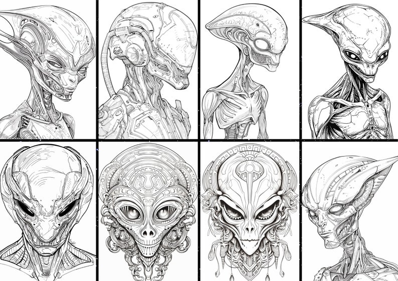 Trippy Alien Printable Coloring Pages | 24 Adult Coloring Images | PDF ...