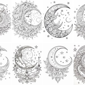 Celestial Printable Coloring Pages | 32 Majestic Sun & Moon Designs ...