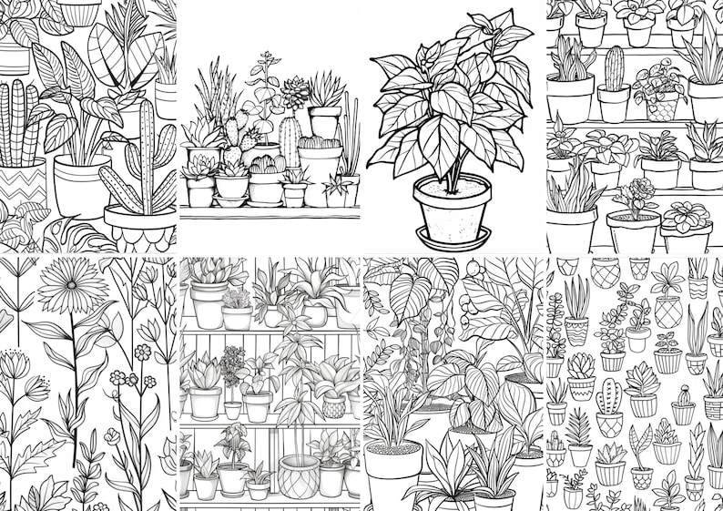 Plant Lovers Printable Coloring Pages 28 Plant Designs Plant Pattern ...