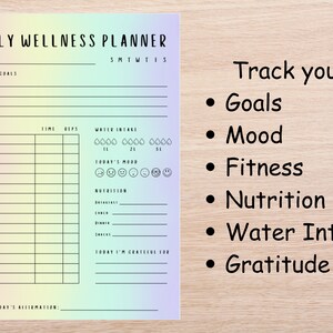 Printable Daily Wellness Planner | 9 Styles | 3 Sizes | Rainbow ...