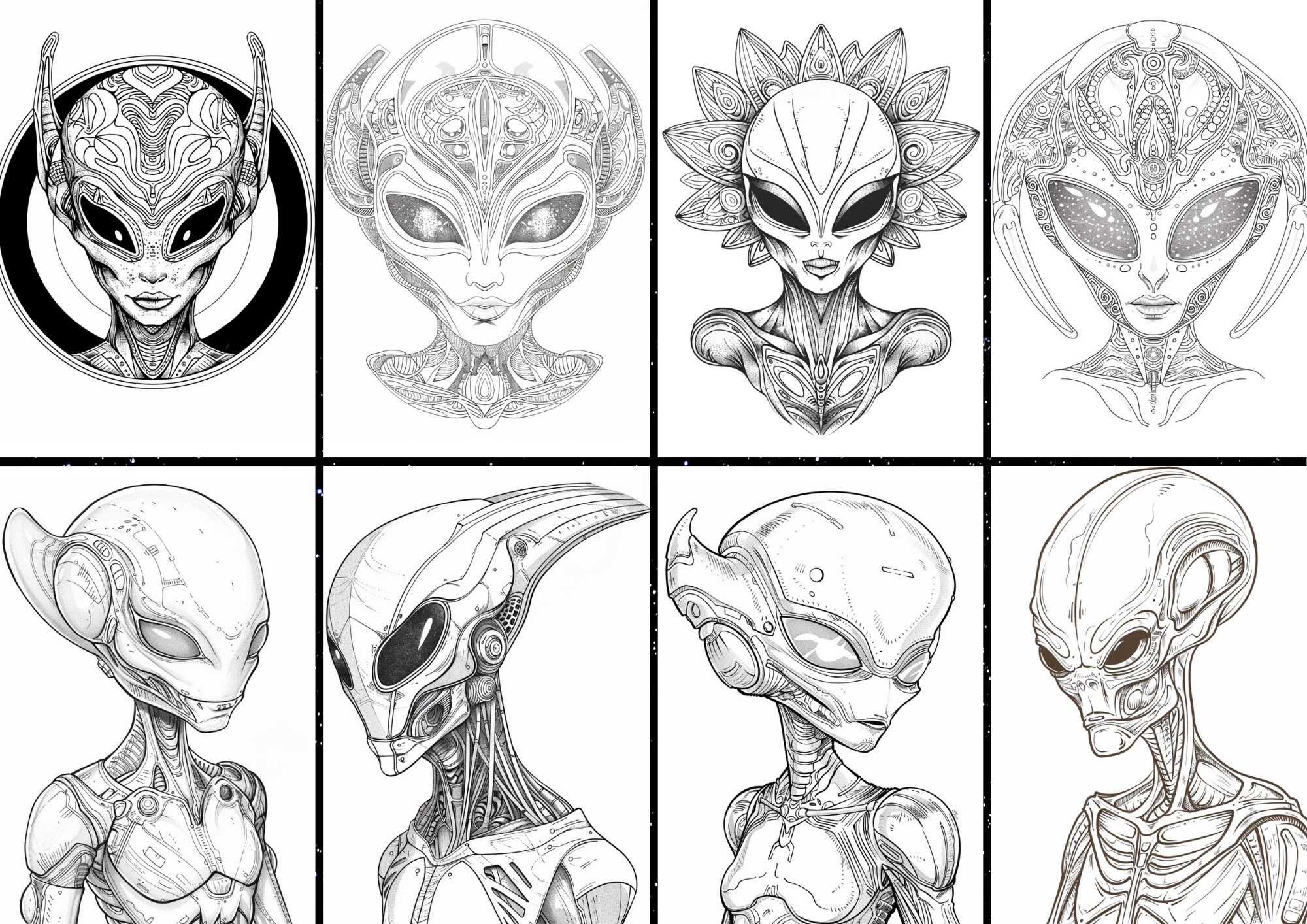 Trippy Alien Printable Coloring Pages | 24 Adult Coloring Images | PDF ...