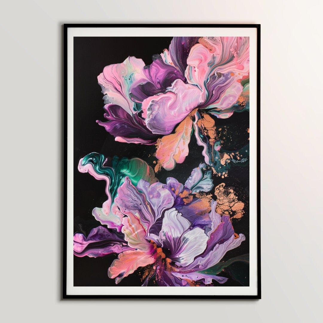 Dutch Pour Flowers Printable Wall Art | Acrylic Pour | Fluid Art ...
