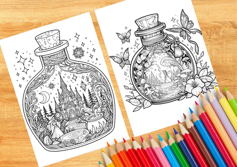 Mystical Potion Printable Coloring Pages | 28 Pages | Mystical Worlds ...