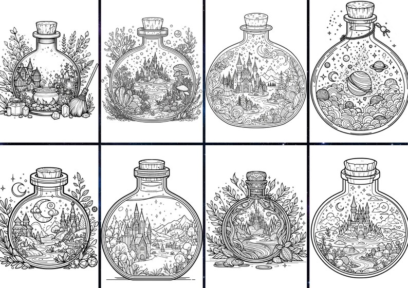 Mystical Potion Printable Coloring Pages | 28 Pages | Mystical Worlds ...