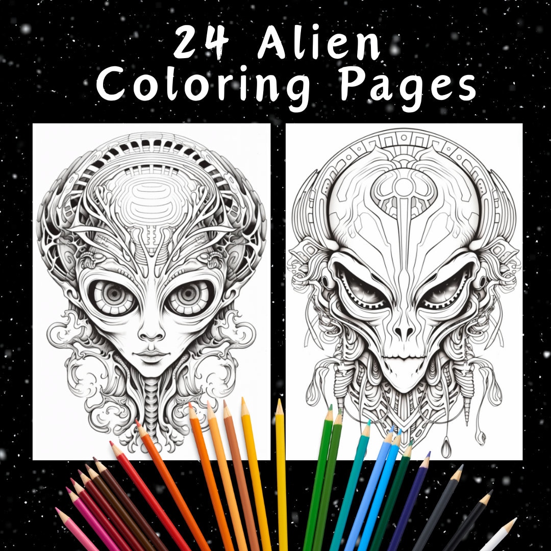 Trippy Alien Printable Coloring Pages 24 Adult Coloring Images PDF ...