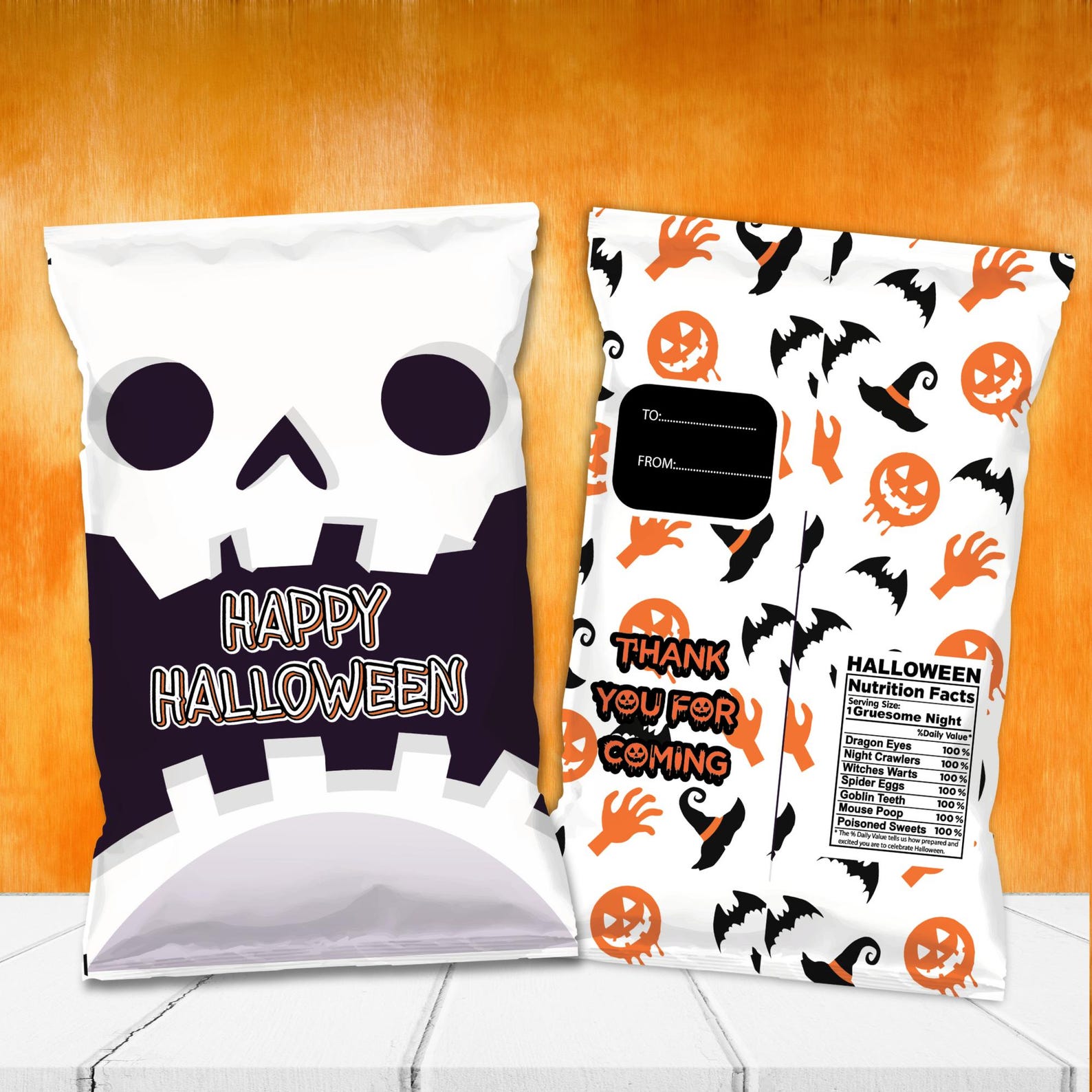 Halloween Monster Chip Bag, Trick or Treat Bag, Halloween Decorations ...