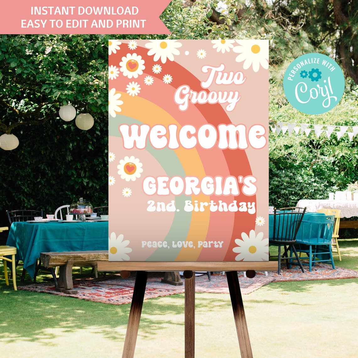 Groovy Welcome Sign, Two Groovy Welcome, Template Instant Download ...