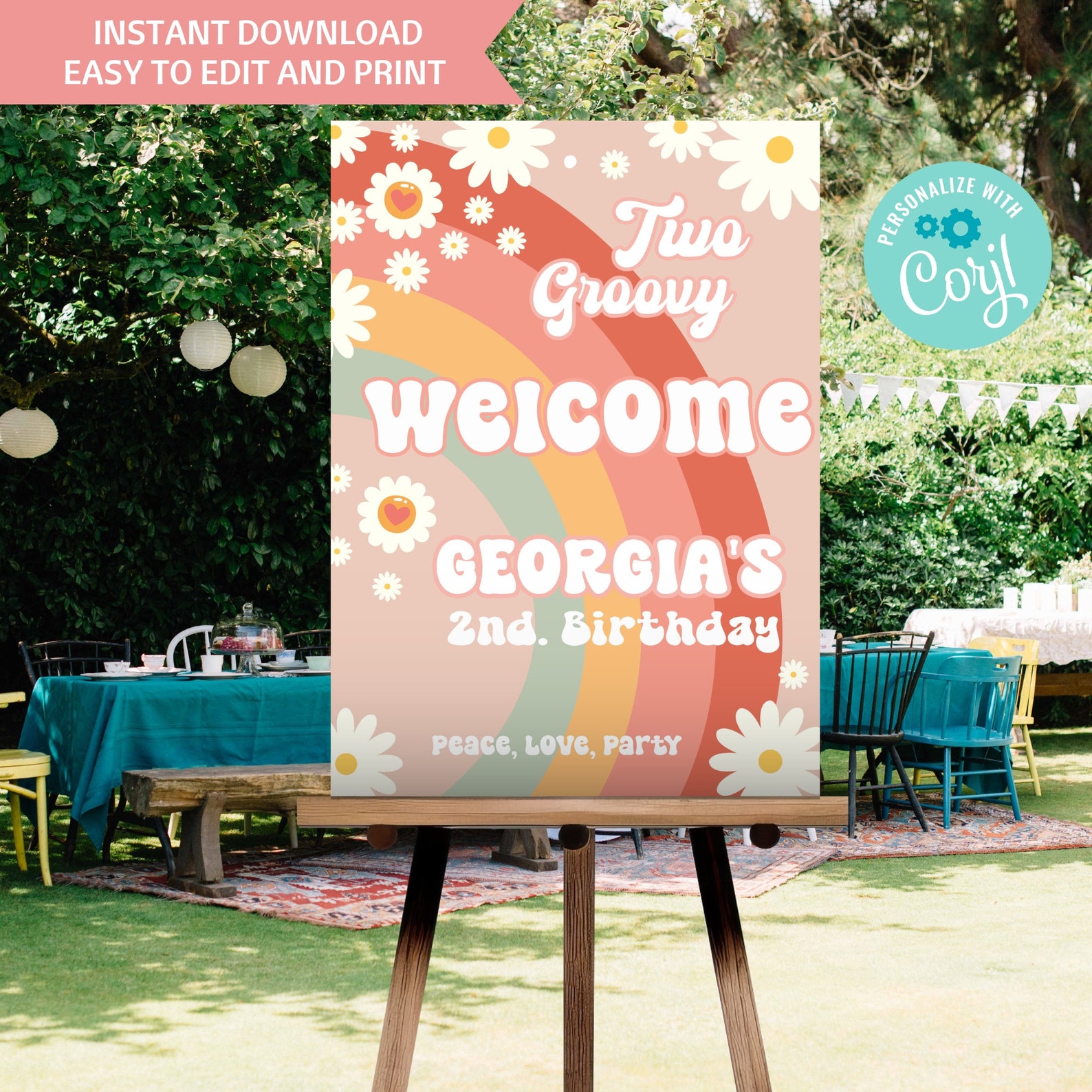 Groovy Welcome Sign, Two Groovy Welcome, Template Instant Download ...