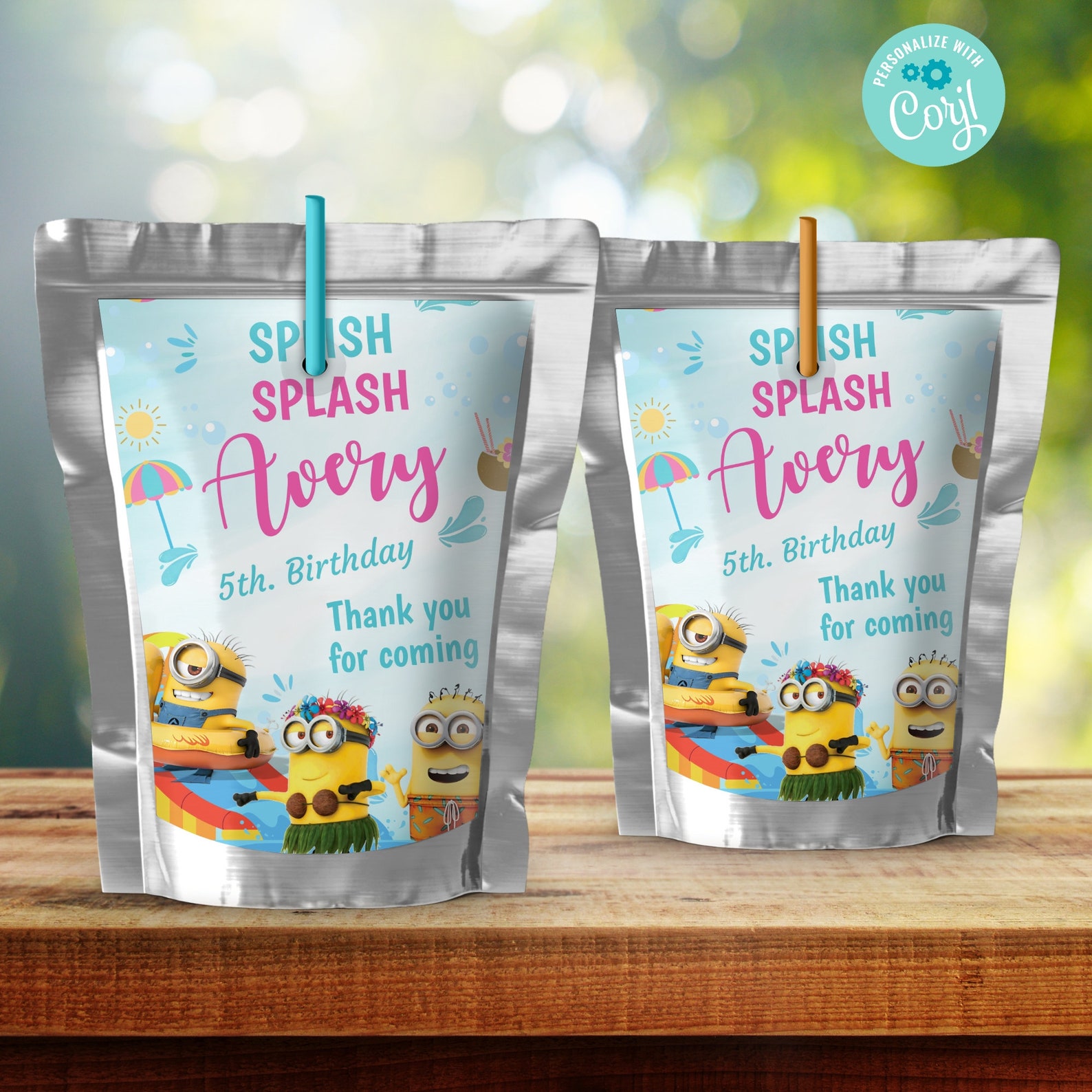 Minions Pool Party Juice Label Template | Minions Birthday Party ...