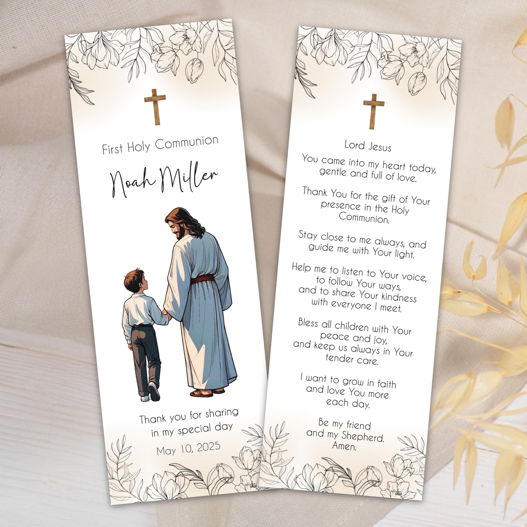 First Holy Communion, Bookmark Template, Elegant Bookmark, Editable ...