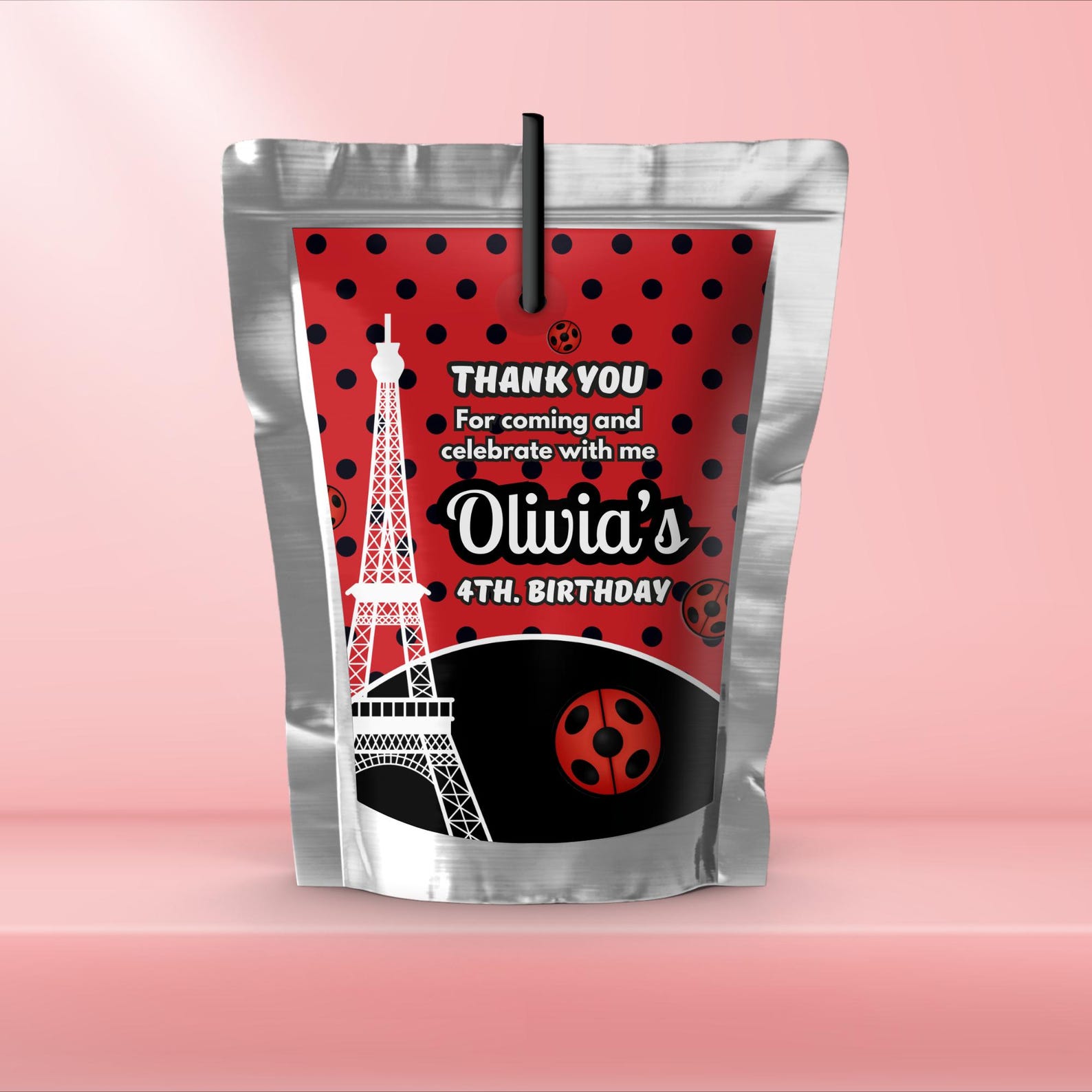 Editable Ladybug Juice Label, Capri Sun Stickers, Party Decor Ladybug ...