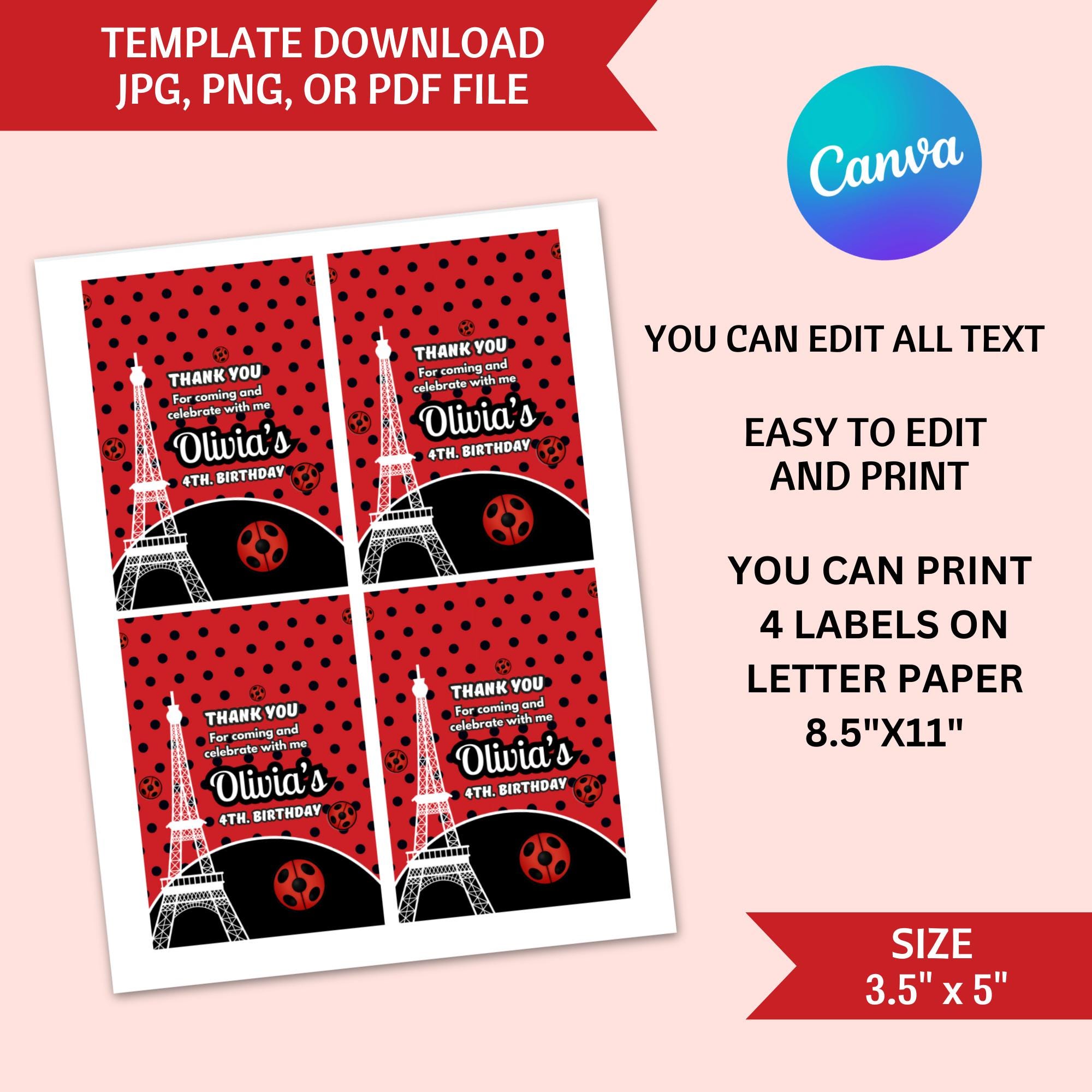 Editable Ladybug Juice Label, Capri Sun Stickers, Party Decor Ladybug ...