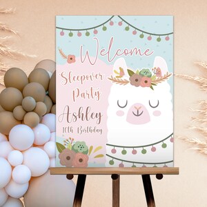 Editable Llama Slumber Party Welcome Sign - Digital Download ...