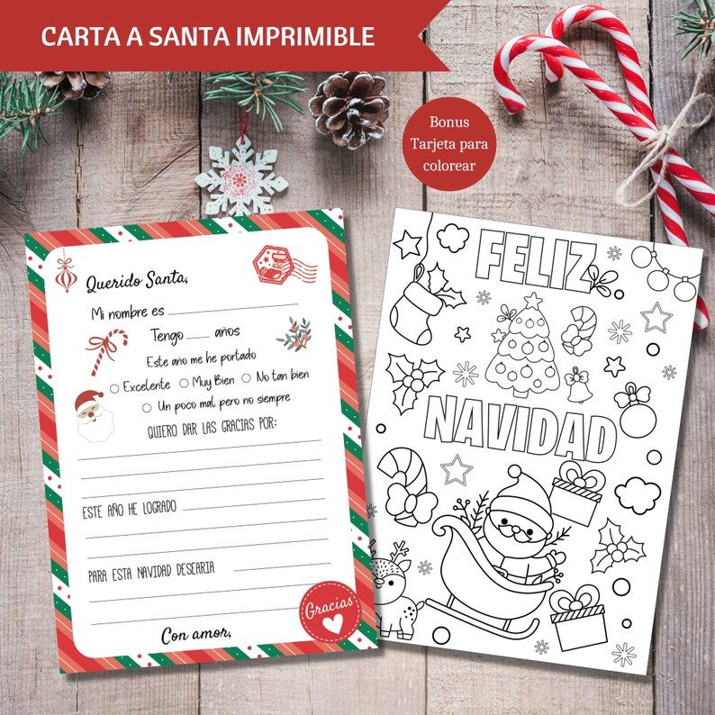 Carta Querido Santa, Carta Papa Noel, Descarga Instantánea Imprimible ...