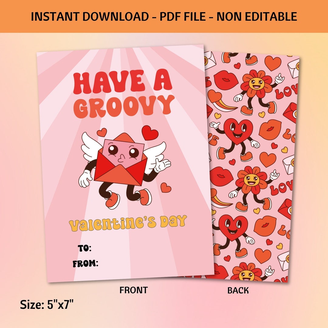 Groovy Valentine Cards, Printable Cards, Valentines Day, Valentines Day ...