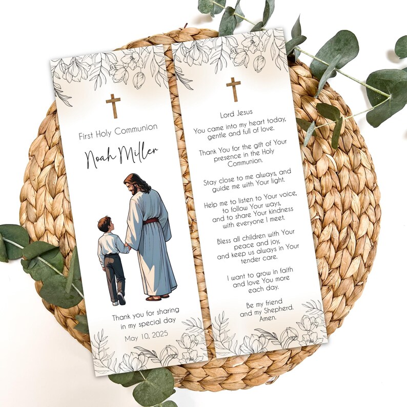 First Holy Communion, Bookmark Template, Elegant Bookmark, Editable ...