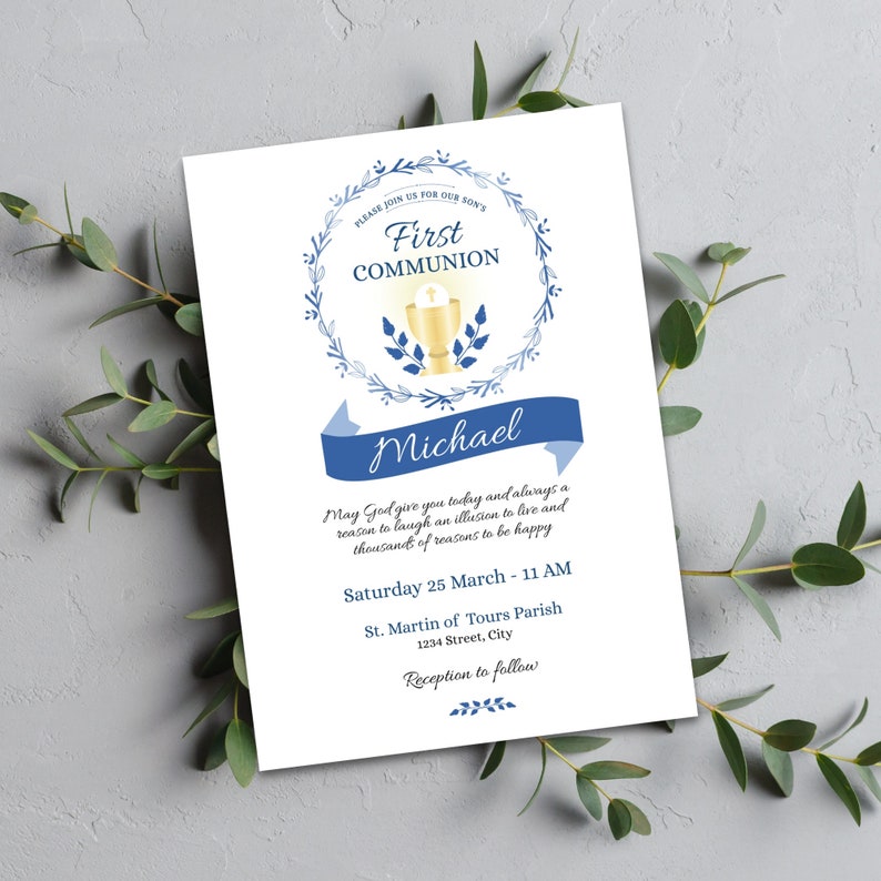 First Holy Communion, Invitation Template, Elegant Communion Invite ...