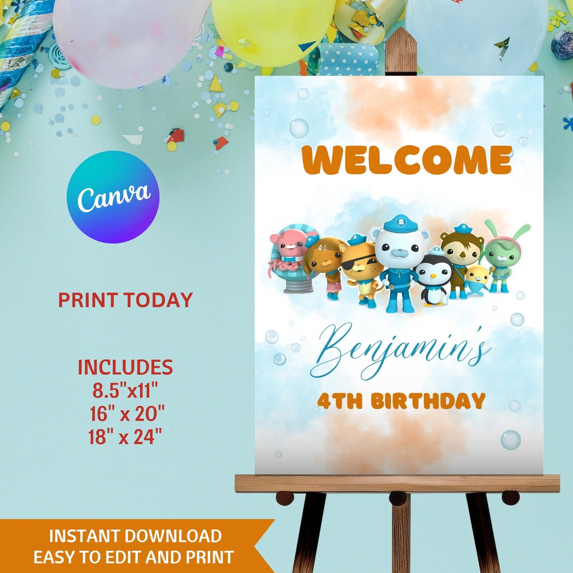 Octonauts Welcome Sign, Octonauts Sign, Instant Download, Printable ...