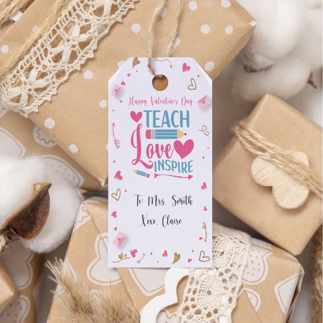 Printable Teacher Valentine Gift Tag, EDITABLE Teacher Appreciation TAG ...