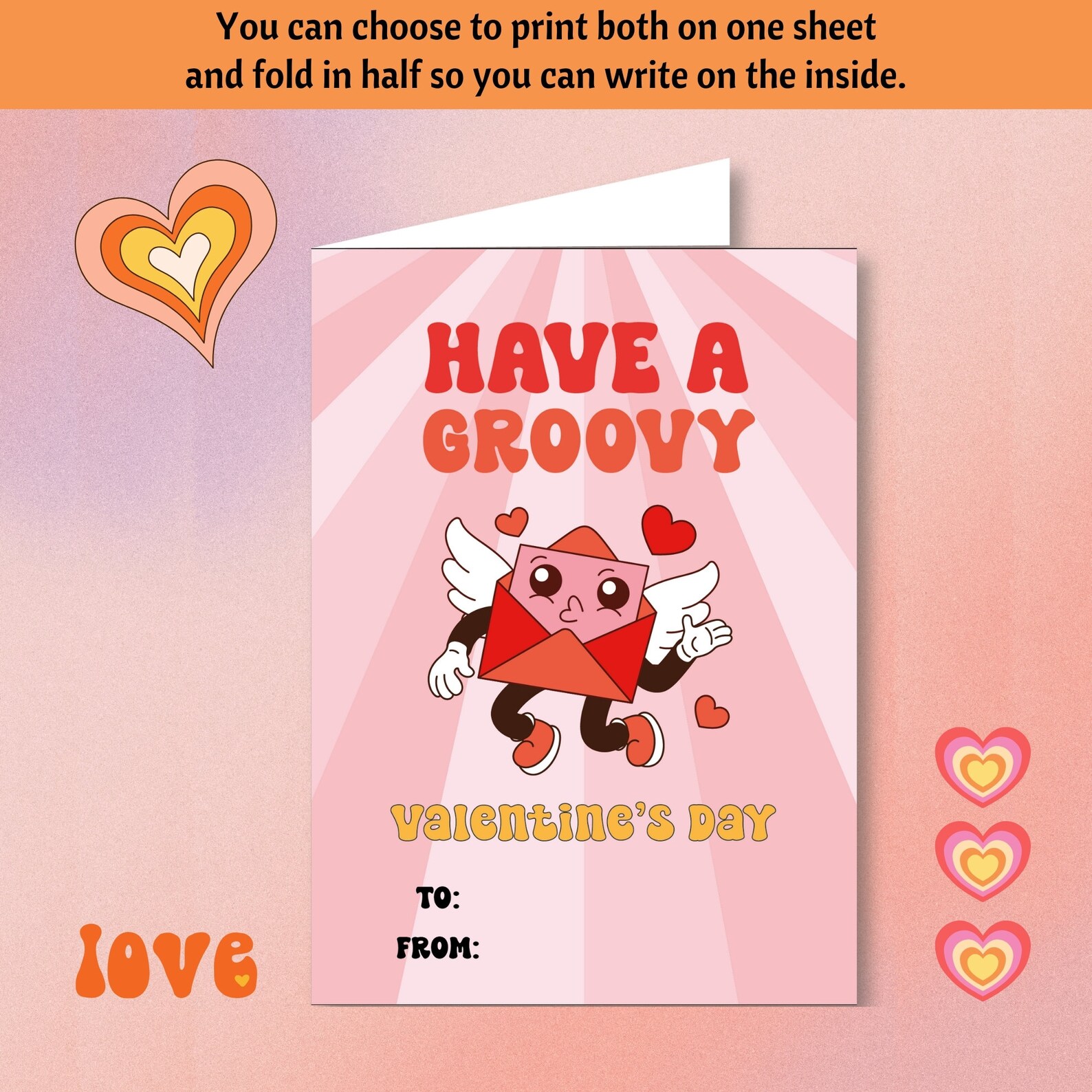 Groovy Valentine Cards, Printable Cards, Valentines Day, Valentines Day ...