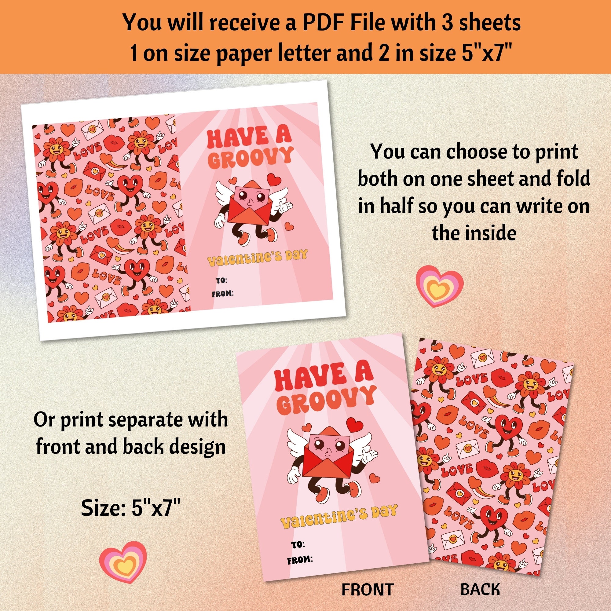 Groovy Valentine Cards, Printable Cards, Valentines Day, Valentines Day ...