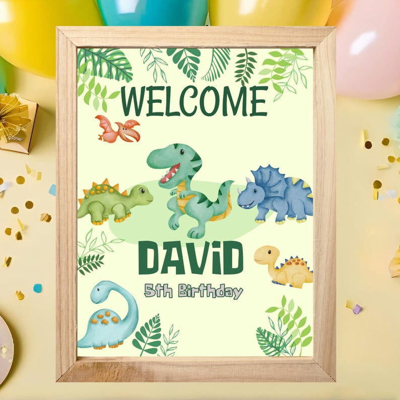 Editable Dino Welcome Sign Printable | Dinosaur Birthday Party Decor ...