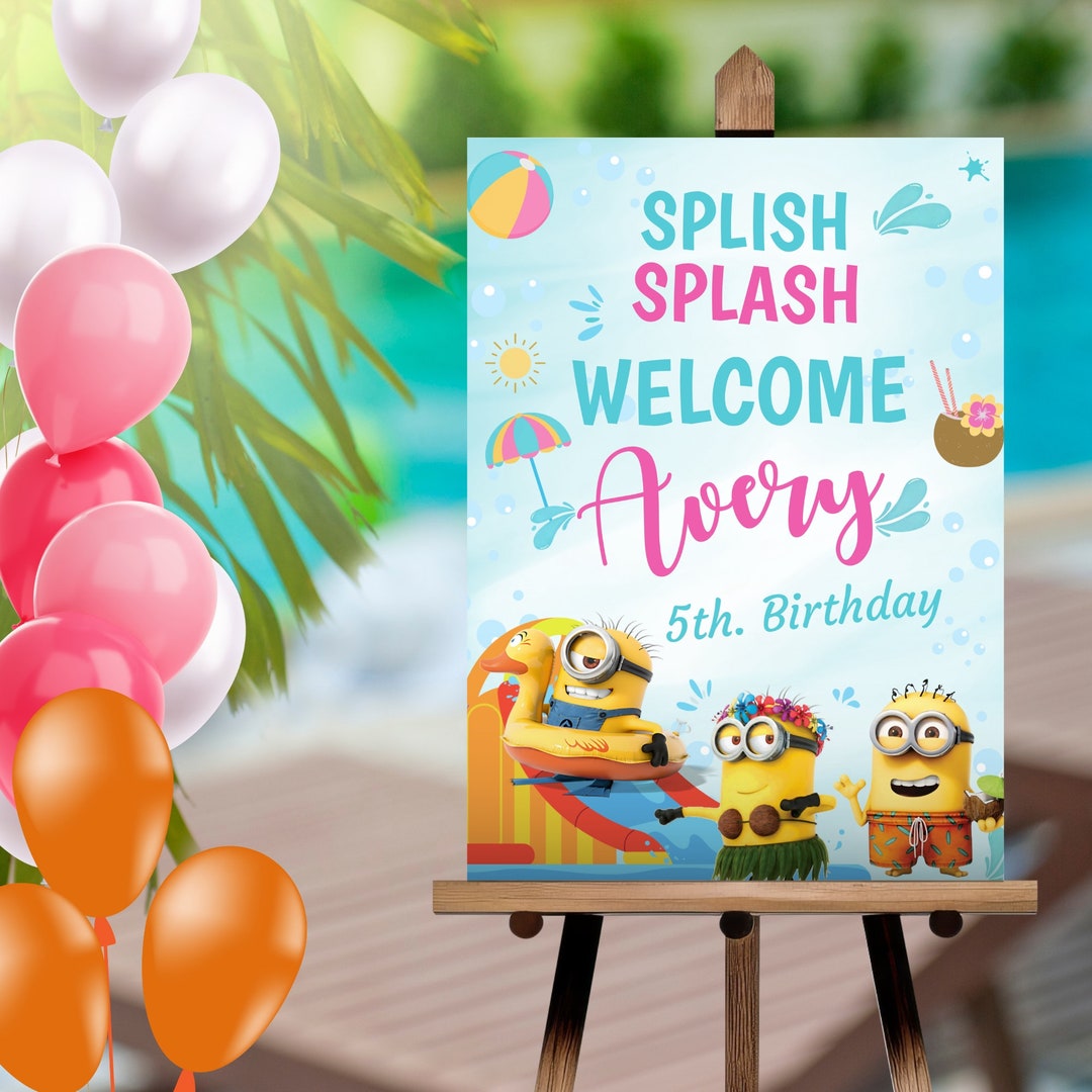 Minions Pool Party Welcome Sign | Minions Birthday Party Poster ...