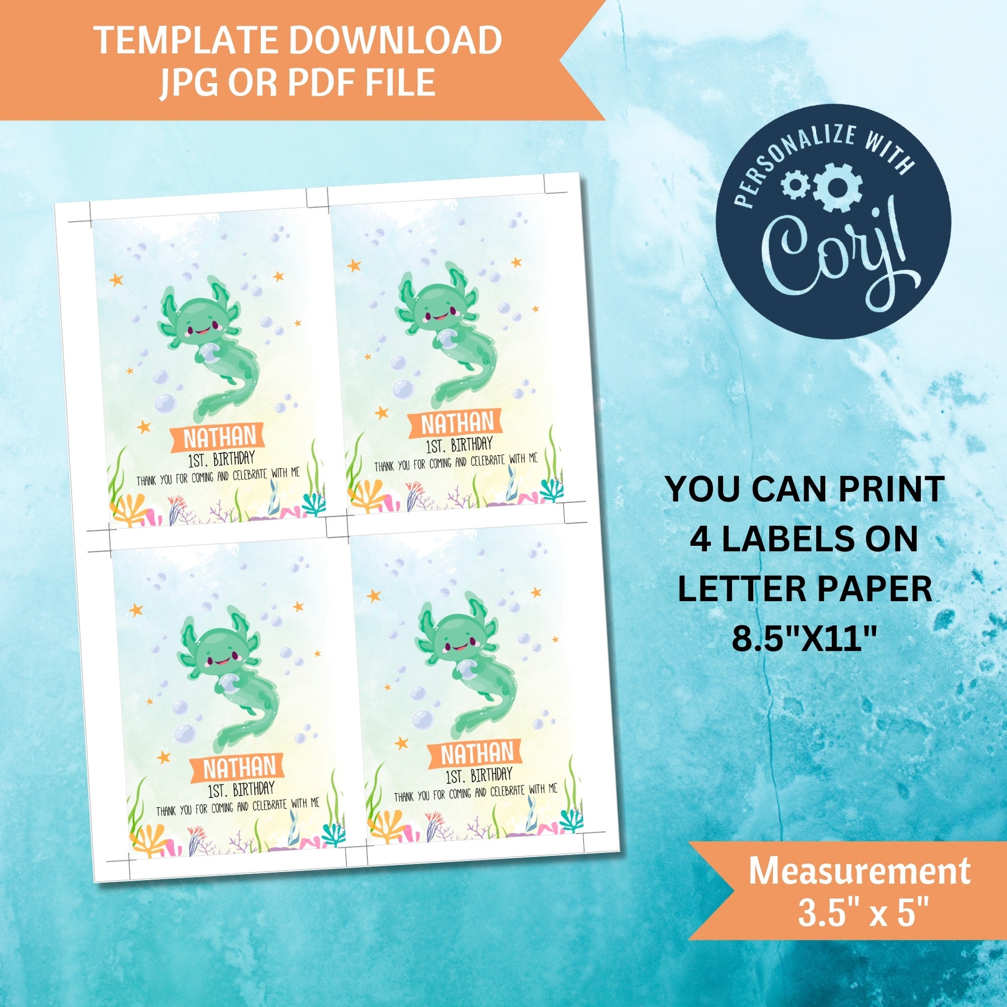 Axolotl Label, Editable Capri Sun Label, Axolotl Sticker, Axolotl Party ...