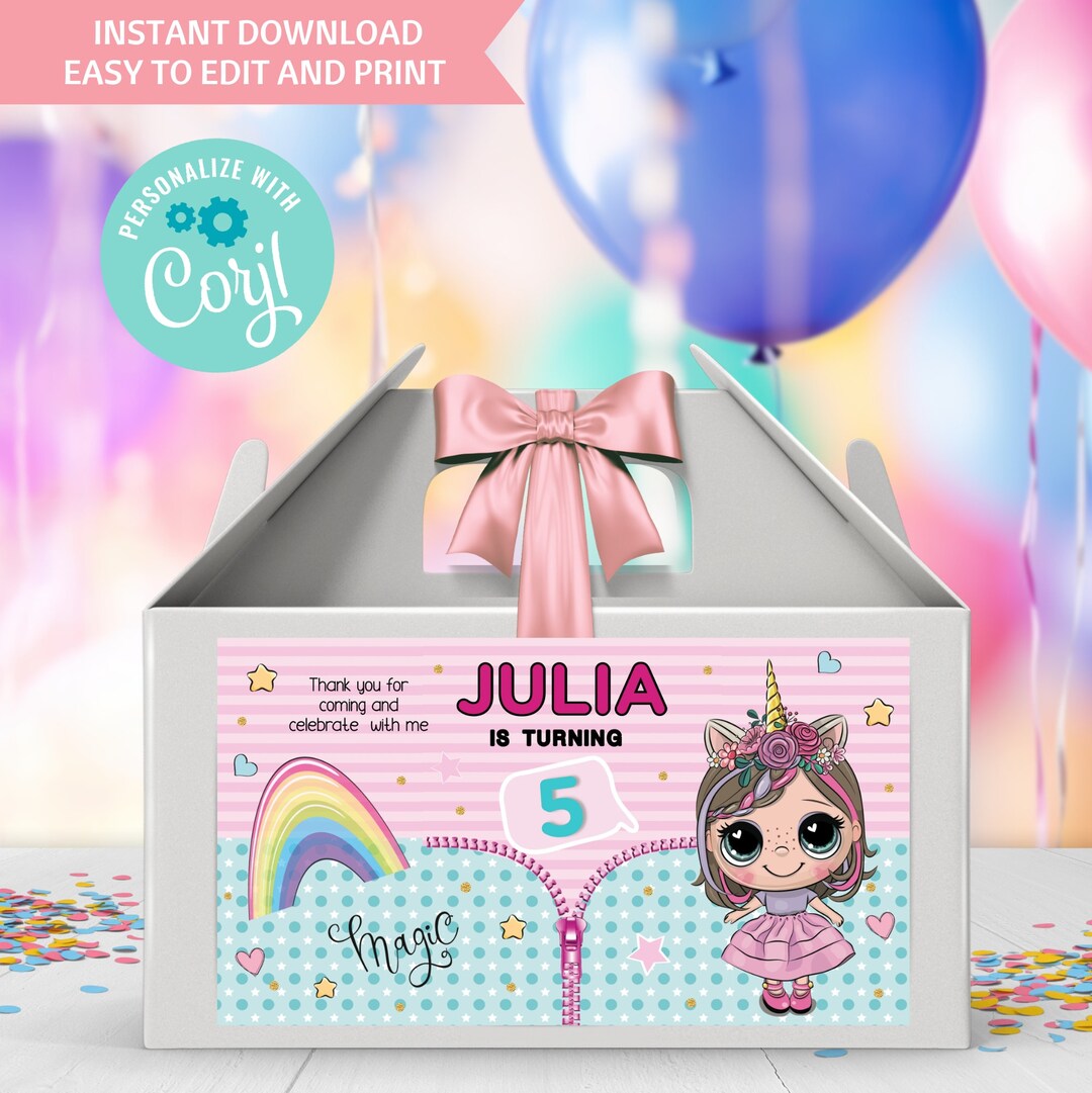 Doll Gable Box Label, Template Instant Download, Doll Box Girl, Doll ...