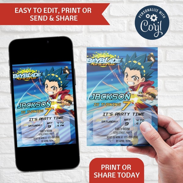 Customizable Beyblade Invite - Etsy